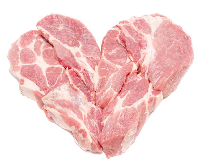 Pork Meat in Heart Form Isolated on White Stock Photo - Image of muscle ...