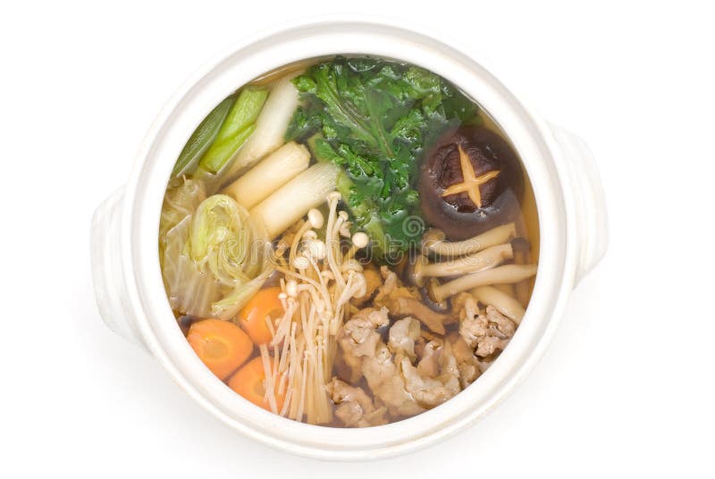 Pork meat hot pot stock image. Image of nabe, style, enoki - 19210853