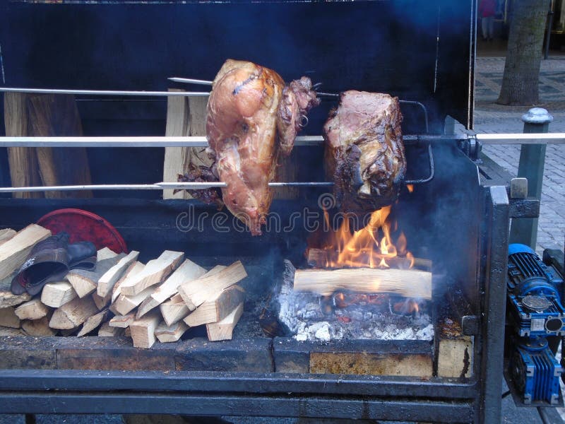 Pork meat on rooster stock image. Image of pork, bird - 91069203