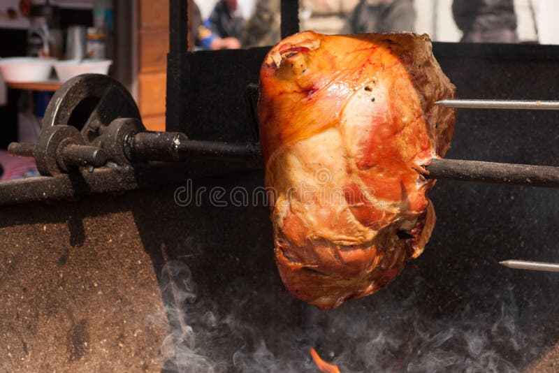 Pork Meet Roasted Over the Fire on a Stick Stock Photo - Image of ...
