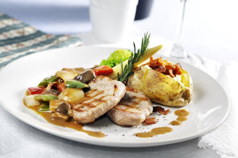 Pork mignon steak stock photo. Image of baby, potatoes - 19835954