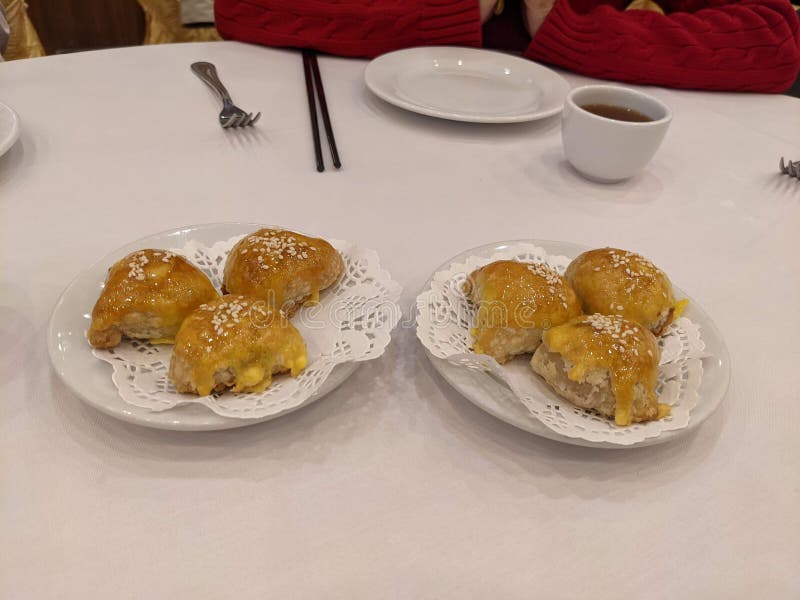 Pork pastries dim sum stock image. Image of icing, buttercream - 243285051