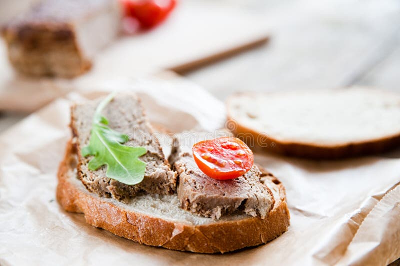 Pork Pate with Bread and Vegetables Stock Photo - Image of vegetables ...