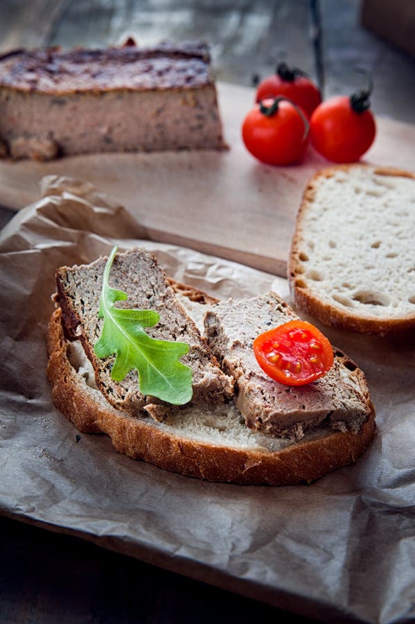 Pork Pate with Bread and Vegetables Stock Photo - Image of nutrient ...