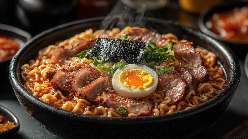 Pork Ramen Bowl, Steaming Hot, Restaurant Style Stock Image - Image of ...