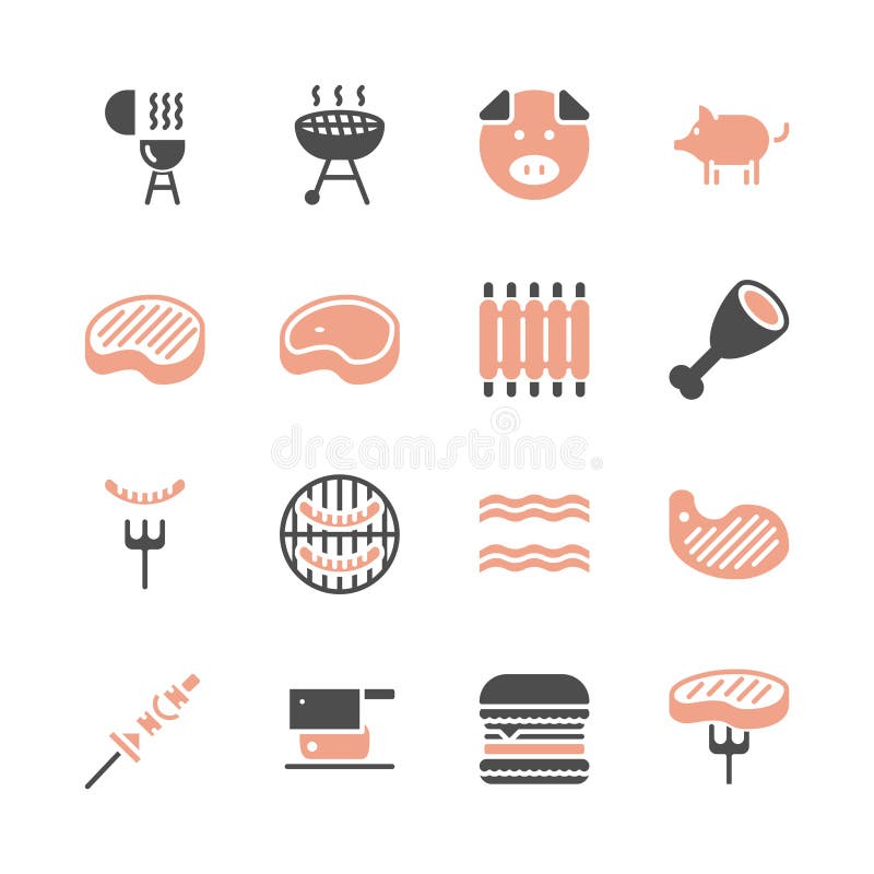 Pork Related in Glyph Icon Set.Vector Illustration Stock Vector ...