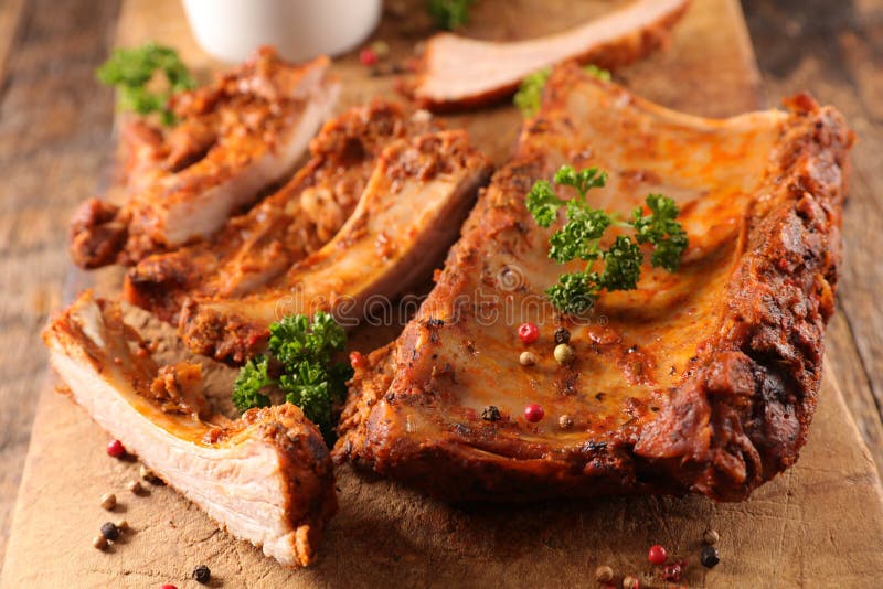 Pork rib on board stock photo. Image of food, dinner - 146451656