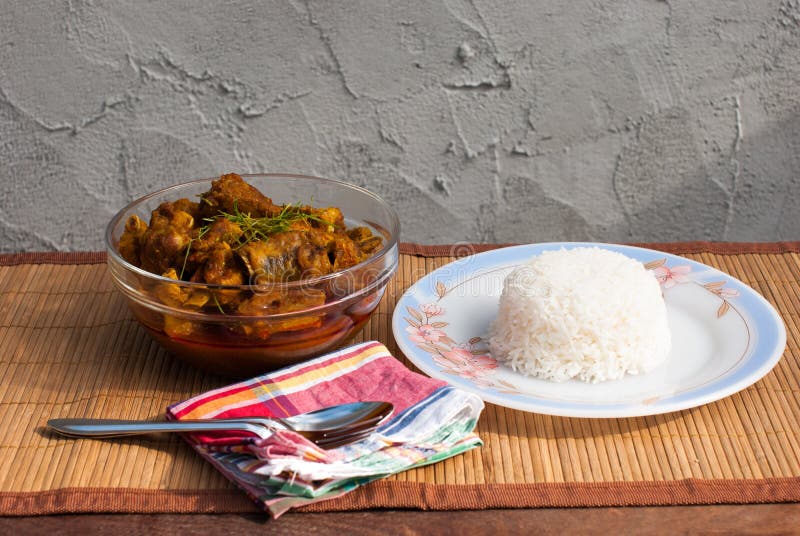 Pork Rib and Rice with Spicy Curry Stock Photo - Image of food ...