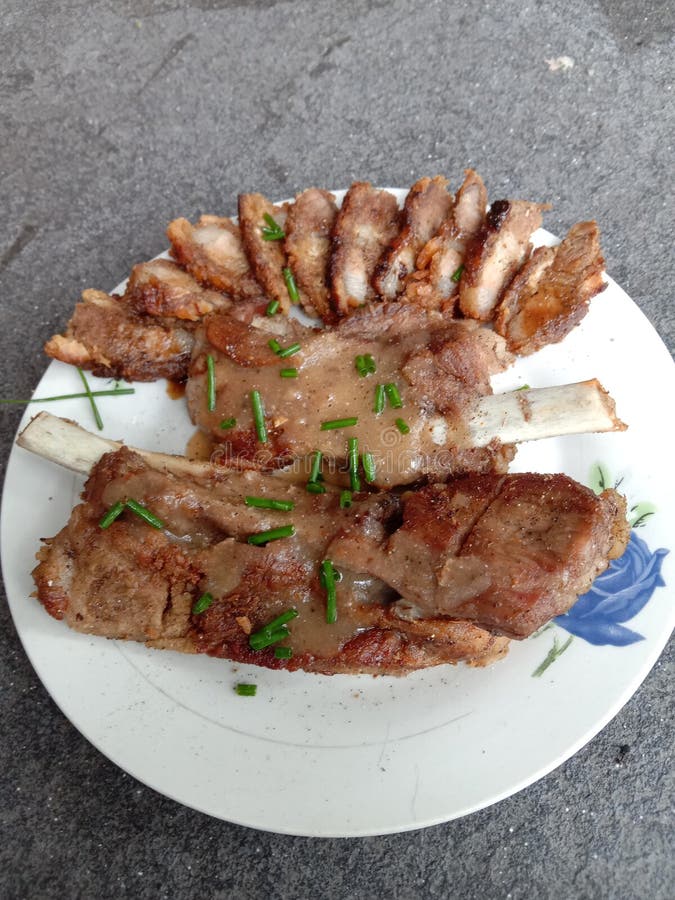 Pork rib steak fried stock photo. Image of fried, meal - 187287756