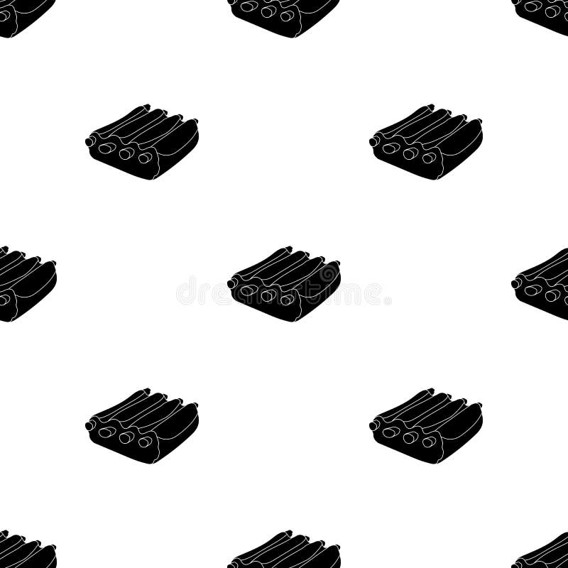 Pork Ribs Icon in Black Style Isolated on White Background. Meats ...