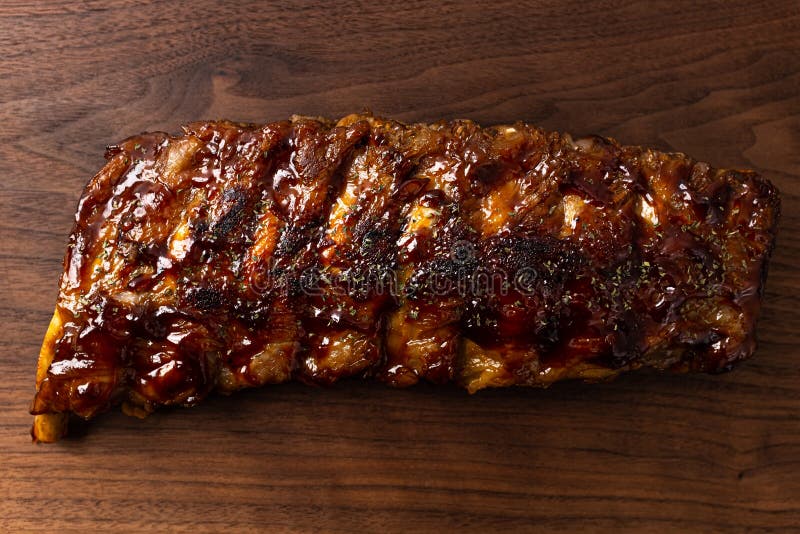 Pork Ribs Marinated and Barbecued Stock Photo - Image of sauce ...