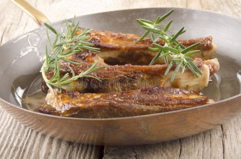 Pork ribs in a pan stock image. Image of ribs, food, gourmet - 33482239