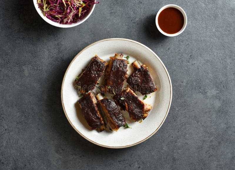 Pork ribs on plate stock image. Image of meat, pork - 294144917