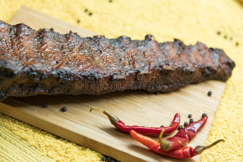 Pork ribs with red pepper stock image. Image of dinner - 62137789