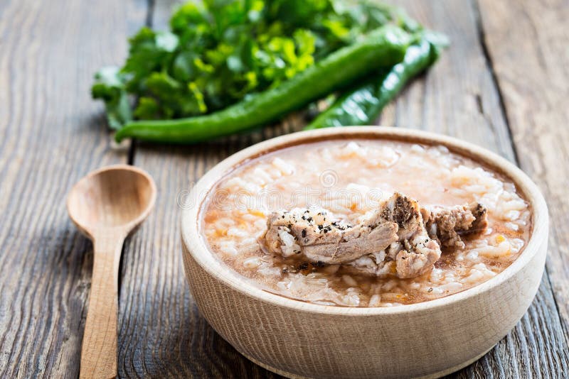Pork ribs soup with rice stock photo. Image of georgia - 43648204