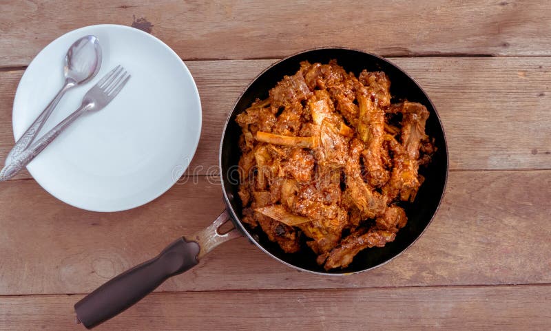 Pork ribs stew on old wood stock image. Image of food - 95505157