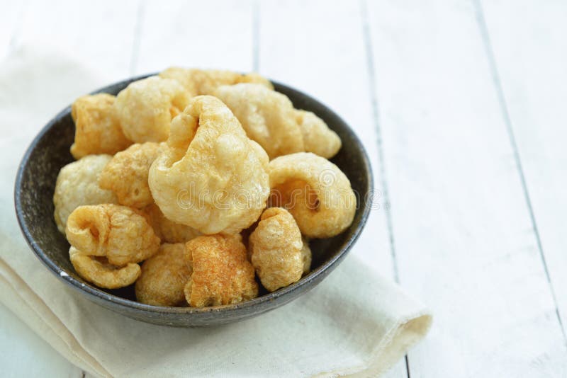 Pork Rinds Also Known As Chicharon or Chicharrones, Deep Fried P Stock ...