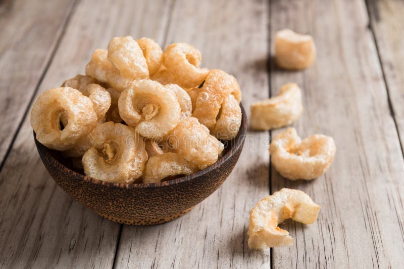 Pork Rinds Also Known As Chicharon or Chicharrones, Deep Fried P Stock ...