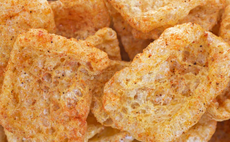 Pork Rinds Spicy Close View Stock Photo - Image of texture, chili: 29482036