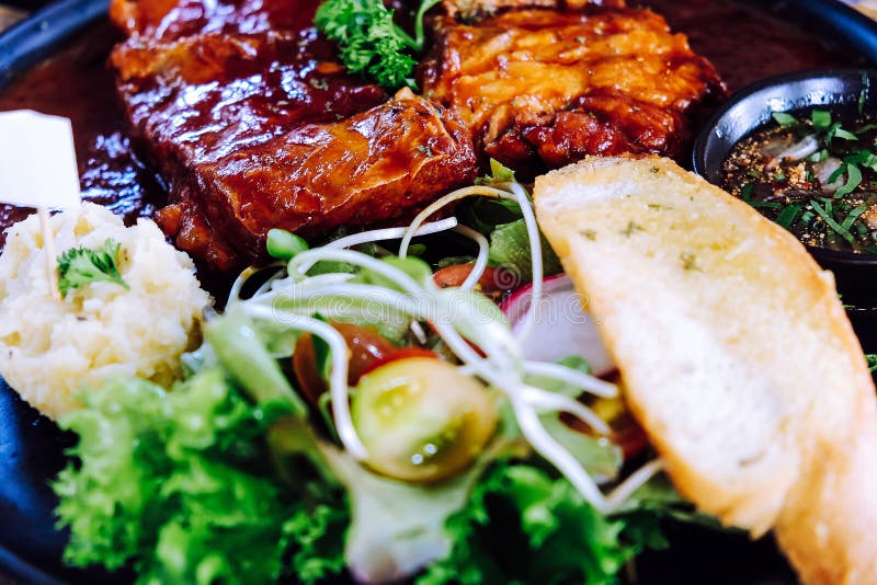 Pork rip steak with honey stock photo. Image of tasty - 231528006