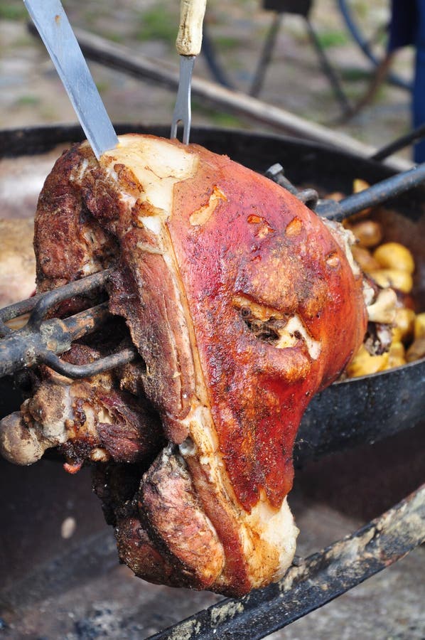 Pork shank on fire stock image. Image of shank, cooked - 26529987