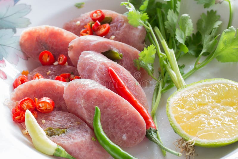Pork, Shredded and Salted, Bound Tightly with Banana Leaves Stock Image ...