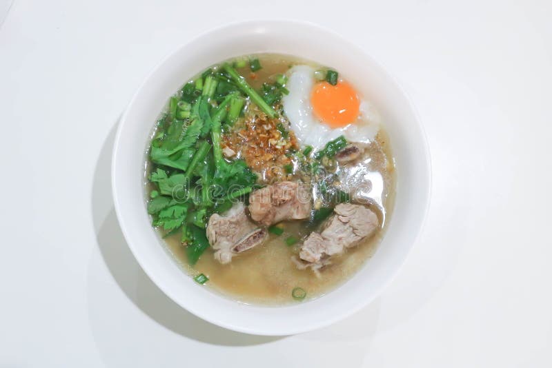 Pork Soup or Pork Rib Soup with Egg and Vegetable or Boiled Rice with ...