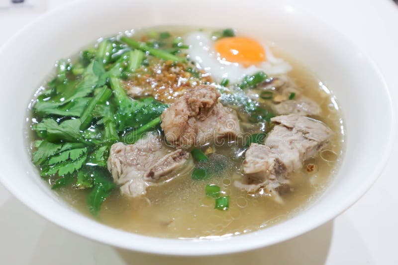 Pork Soup or Pork Rib Soup with Egg and Vegetable or Boiled Rice with ...