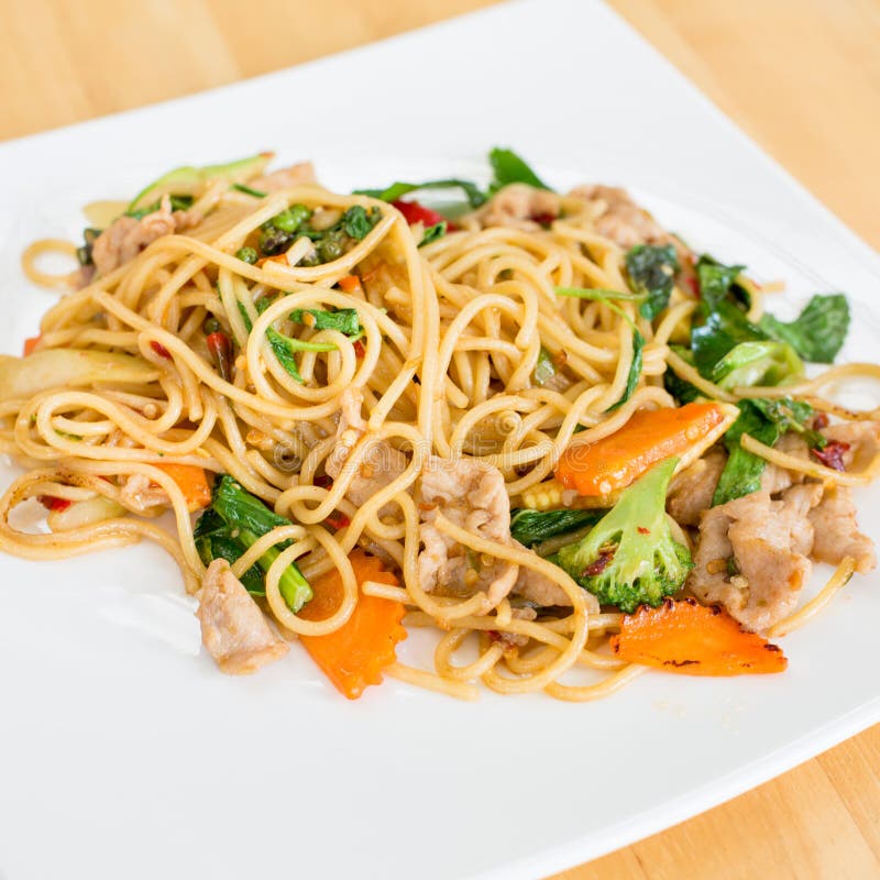 Pork spaghetti stock photo. Image of pasta, meal, pastas - 41928308