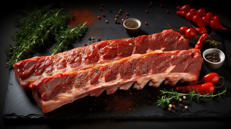 Pork spare ribs stock illustration. Illustration of grill - 283922009