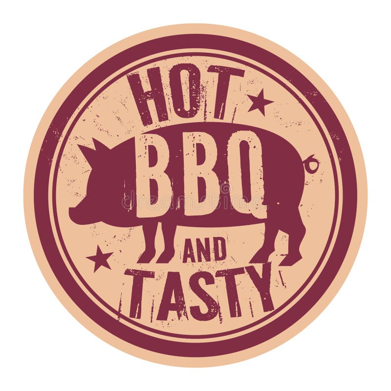Pork Stamp or Label Text Hot and Tasty BBQ Stock Vector - Illustration ...