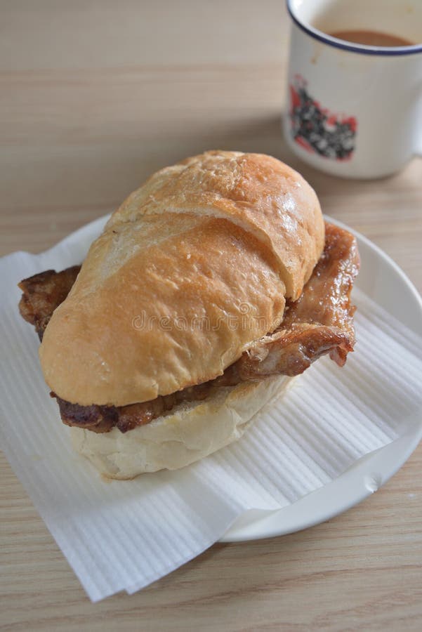 Pork steak bun stock photo. Image of closeup, food, breakfast - 113656898