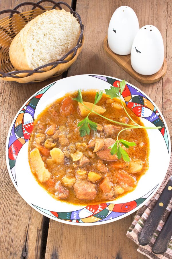 Pork stew in plate stock image. Image of carrots, plate - 53537079