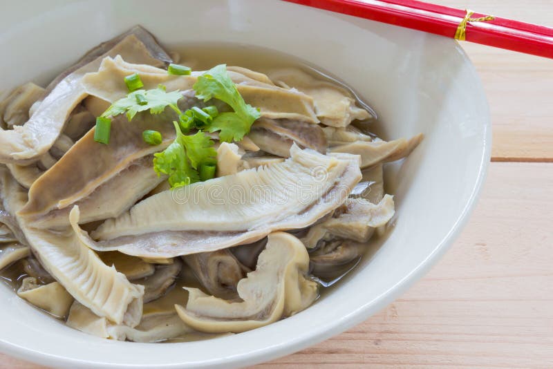 Pork stomach sliced soup stock photo. Image of chopsticks - 57950390