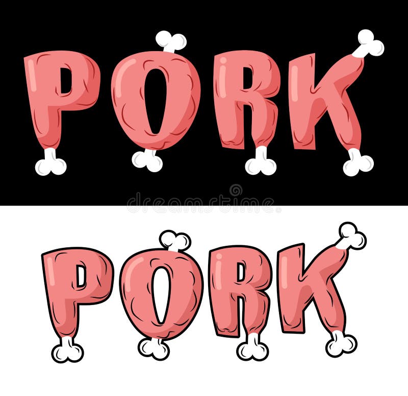 Pork Text. Meat Letters on White Background Stock Vector - Illustration ...