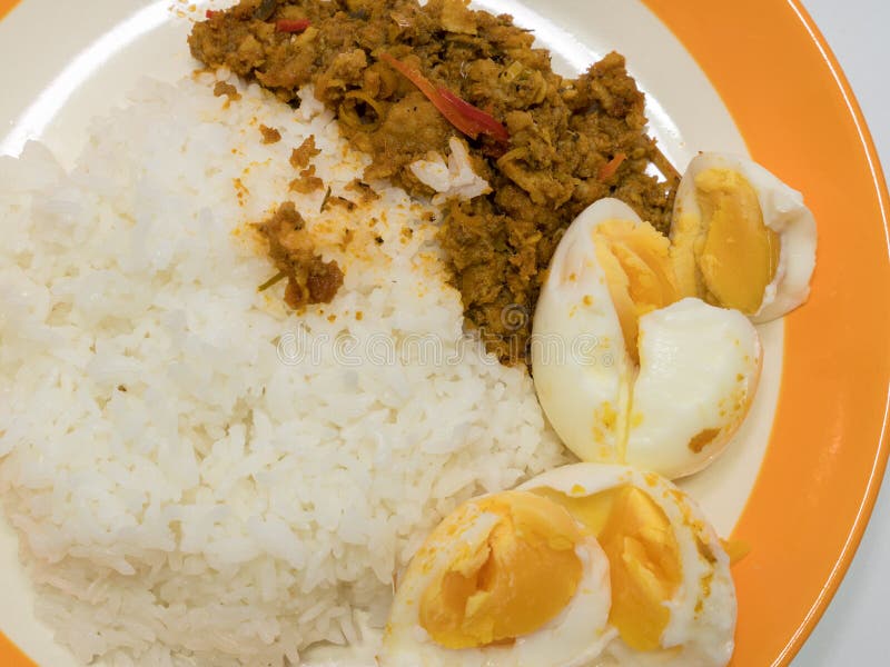 Pork with Yellow Curry Paste with Rice Stock Image - Image of nutrition ...