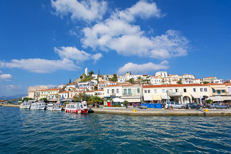 Poros island editorial image. Image of port, gulf, aegean - 79667115