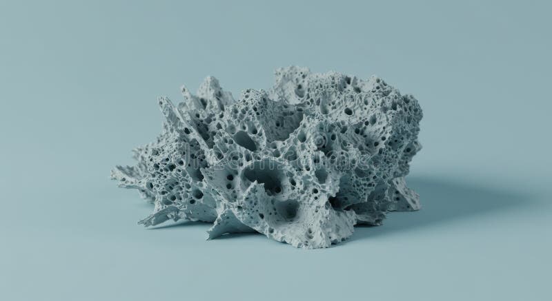 Porous Volcanic Rock on Minimal Blue Background Stock Illustration ...