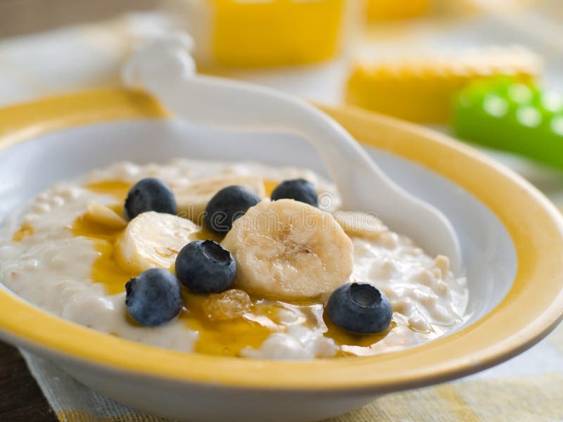 Porridge for baby stock photo. Image of blueberry, banana - 29048404