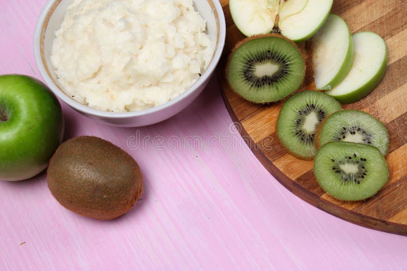 Porridge with Fruit for Breakfast Stock Image - Image of oatmeal, fruit ...