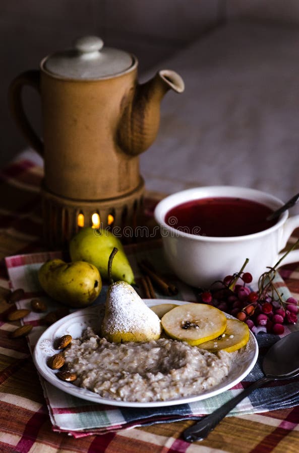 Porridge Pear Berries Tea Stock Photos - Free & Royalty-Free Stock ...
