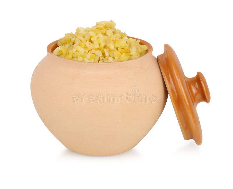 Porridge in a Pot Isolated on White Background Stock Photo - Image of ...