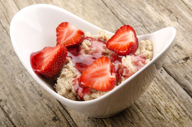 Porridge with Strawberry and Jam Stock Image - Image of taste ...