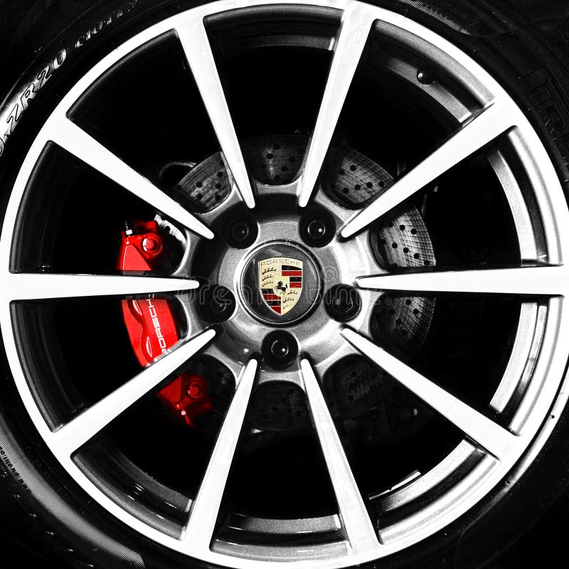 Porsche Alloy Wheel and Emblem Editorial Photography - Image of porsche ...