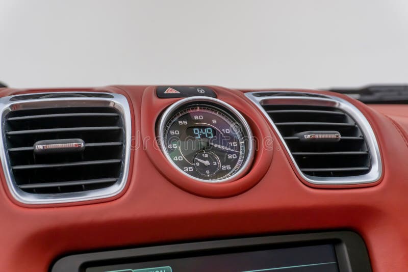 Porsche Boxster Spyder Red Leather Interior with a Sport Chrono Clock ...