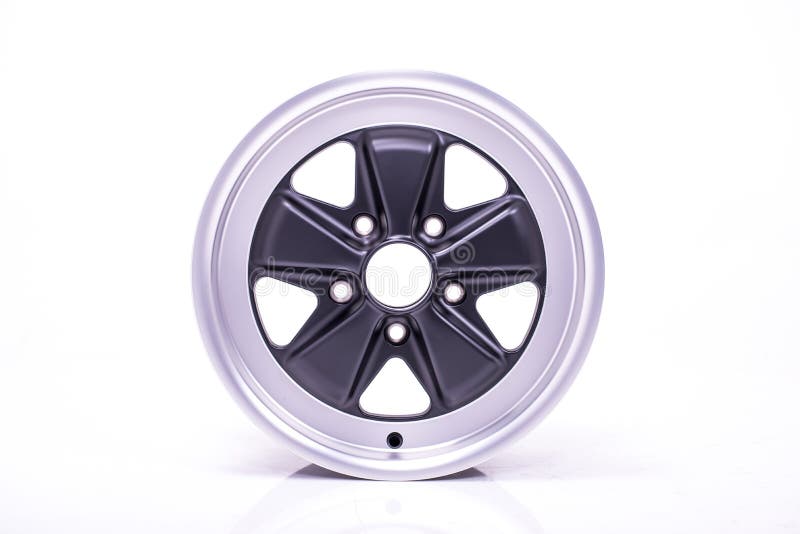Porsche Fuchs Satin Black 16 Wheel Stock Image - Image of black ...