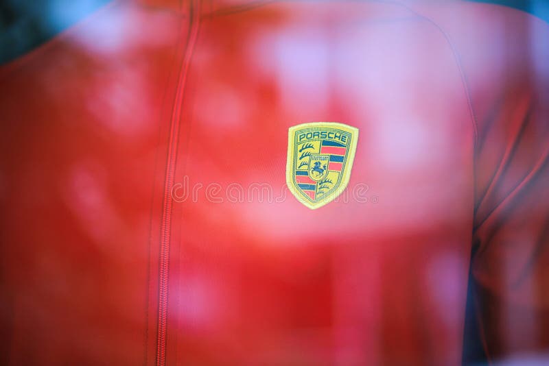 Porsche Logo on Red Clothes Editorial Photography - Image of clothes ...