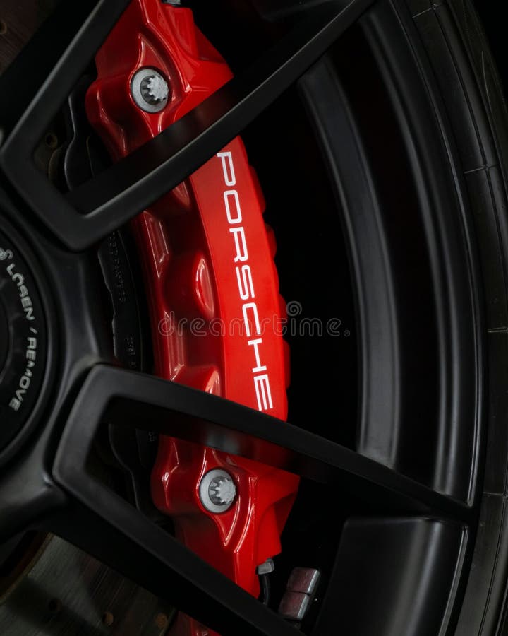 Porsche 911 Red Brake Calipers Editorial Stock Photo - Image of detail ...