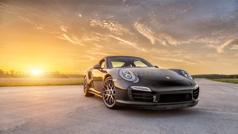 2015 Porsche 911 Turbo S editorial stock photo. Image of sunset - 54277668