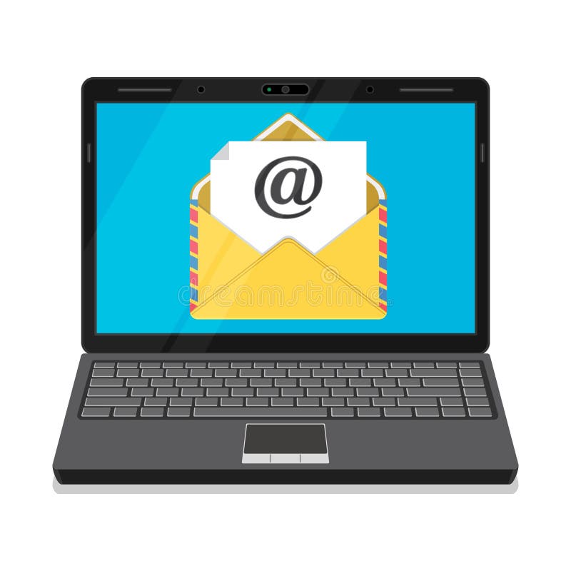 Portátil Com Envelope E Email Aberto Na Tela Ilustração do Vetor ...